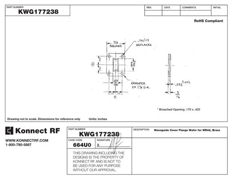 Waveguide Cover Flange Wafer For Wr42 Brass Konnectrf