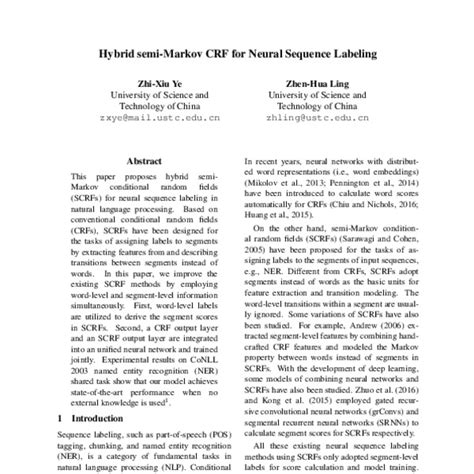 Hybrid Semi Markov Crf For Neural Sequence Labeling Acl Anthology