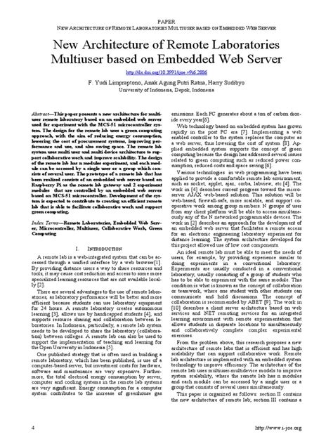New Architecture Of Remote Laboratories Multiuser Based On Embedded Web Server Pdf Embedded