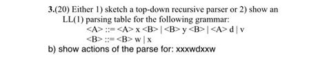 Solved 320 Either 1 Sketch A Top Down Recursive Parser