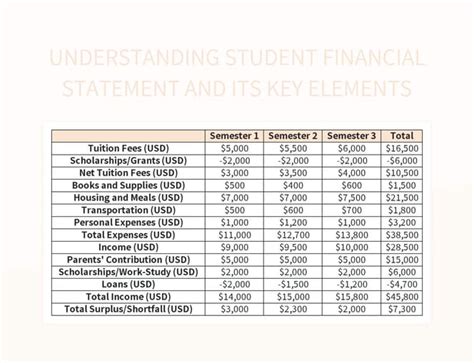 Understanding Student Financial Statement And Its Key Elements Excel