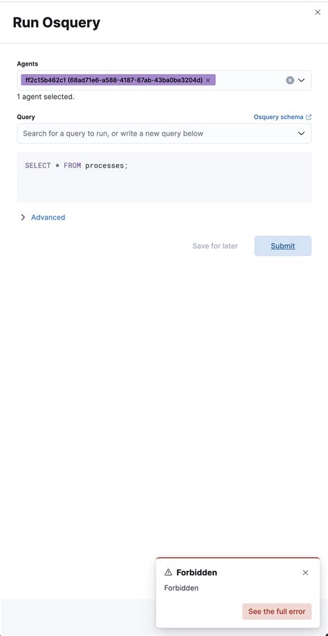 Security Solution Not Able To Execute Osquery From Investigation
