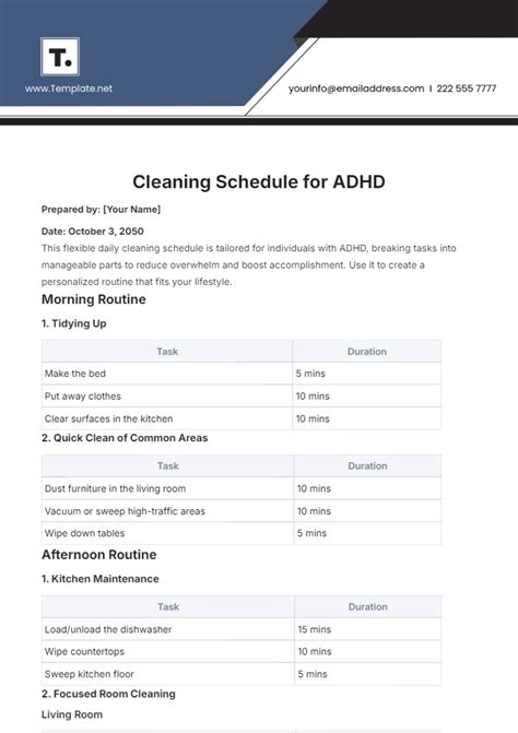 Free Cleaning Schedule For Adhd Template To Edit Online