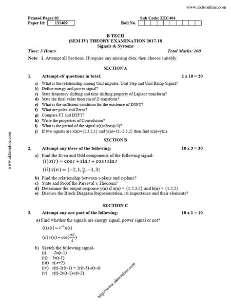 Signals And Systems 2017 18 Pdf Algorithms Mathematical Objects