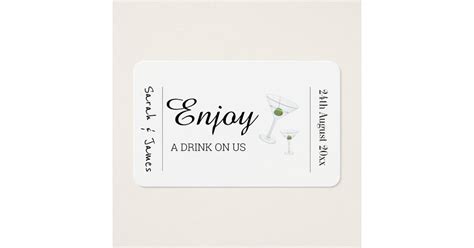 Drink Ticket Wedding Bar Reception Token Card Zazzle