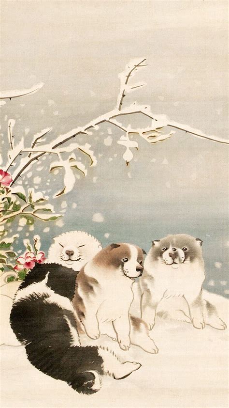 長沢芦雪 狗児図 Nagasawa Rosetsu Kuji Zu 1080x1920 日本画 美しい絵画 中国の芸術