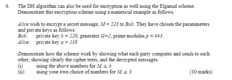 Solved 6 The Dh Algorithm Can Also Be Used For Encryption