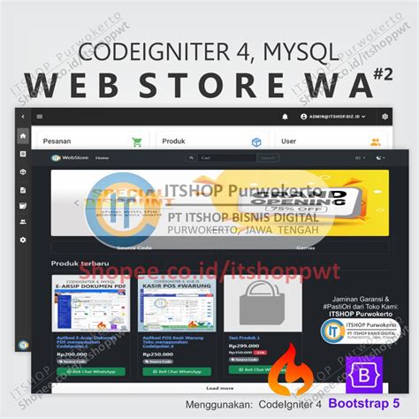 Jual Source Code Aplikasi Web Store Toko Online Digital Order Manual Menggunakan Codeigniter 4