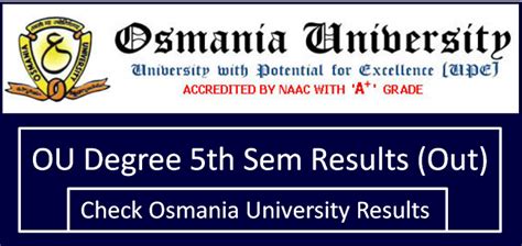 Ou Degree 5th Sem Results 2024 Link Out Check Osmania University Results Univexamresult