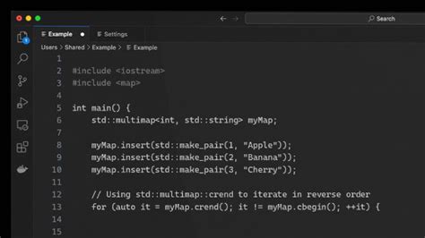 basic example of c function std multimap rbegin