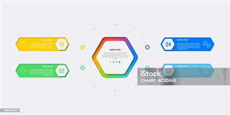 육각 형 요소와 간단한 네 단계 디자인 레이아웃 인포 그래픽 템플릿 배너 포스터 브로셔 연례 보고서 및 마케팅 아이콘이있는