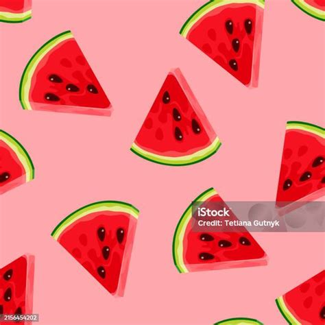 분홍색 배경에 수박 조각이 있는 원활한 패턴입니다 벡터 만화 그림입니다 배경 주제에 대한 스톡 벡터 아트 및 기타 이미지 배경 주제 멜론 물 Istock
