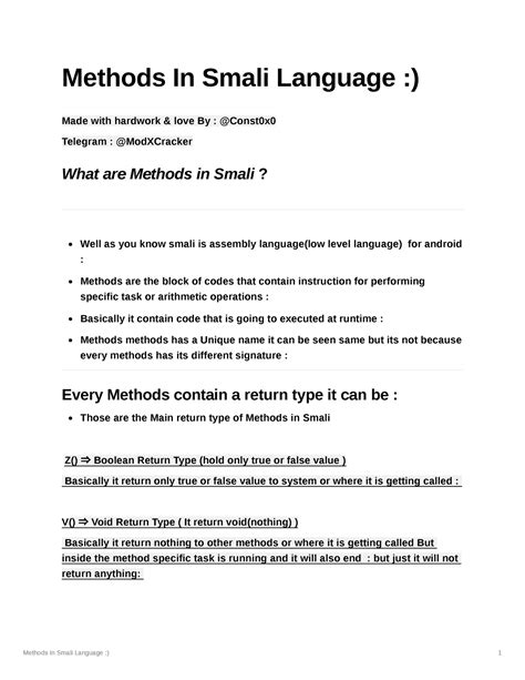 Methods Smali Xddd Methods In Smali Language 1 Methods In Smali