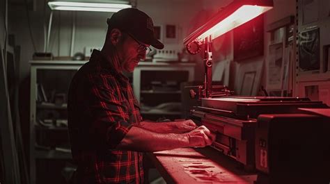 Premium Photo Photographer Developing Film In Darkroom Under Red Light
