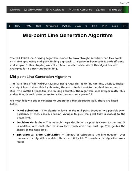 Mid Point Line Generation Algorithm Pdf Computing Algorithms And Data Structures