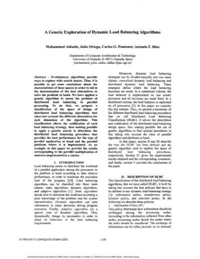 A Genetic Exploration Of Dynamic Load Balancing Algorithms