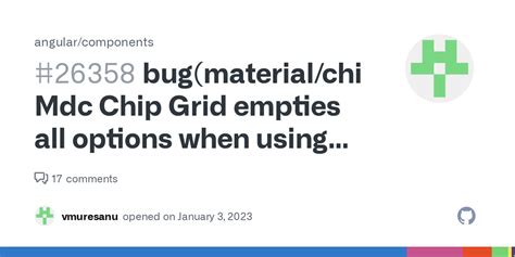 Bugmaterialchip Mdc Chip Grid Empties All Options When Using