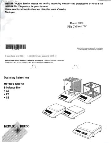 Mettler Toledo Pb Sb Operating Instructions Manual Manualzz