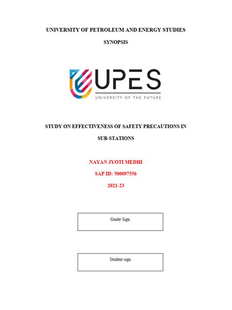 Upes Synopsis Sample Pdf Risk Safety