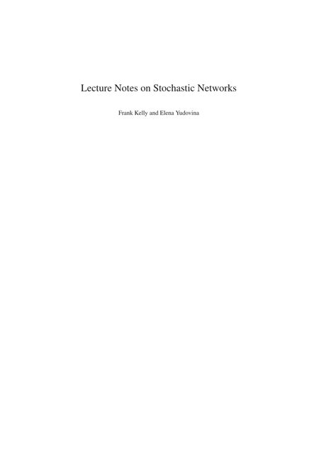 Pdf Stochastic Networks