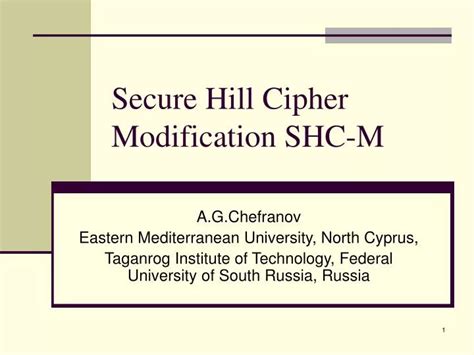 Ppt Secure Hill Cipher Modification Shc M Powerpoint Presentation