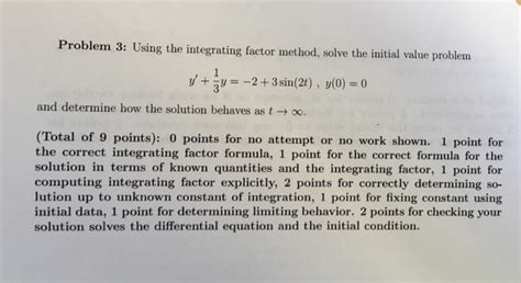 Solved Using The Integrating Factor Method Solve The Chegg