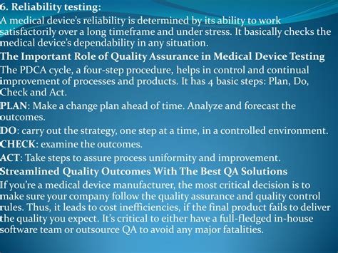 Ppt The Critical Role Of Qa In Medical Device Testing Powerpoint Presentation Id 11797211