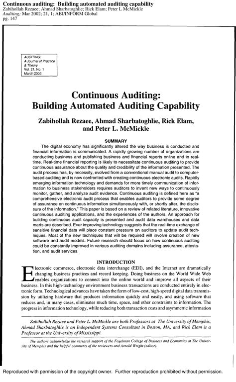 Pdf Continuous Auditing Building Automated Auditing Capability