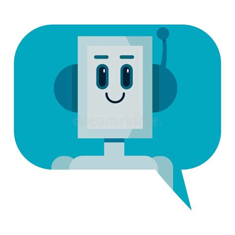 Smiling Cute Robot Chat Bot In Speech Bubble Support Service Concept Stock Vector