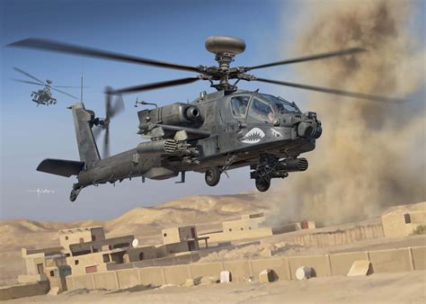 8k Ultra Hd Boeing Ah 64 Apache Attack Helicopter In Action Over Desert