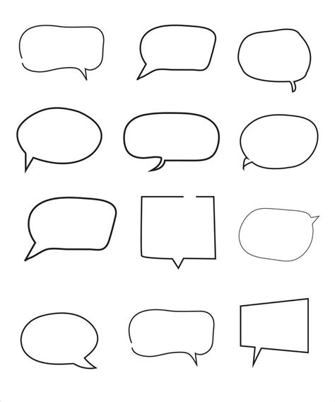 Vector Set Of Speech Bubbles Dialog Box Icon Message Template Doodle