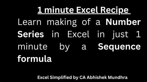 How To Make A Number Series In Excel Using Sequence Formula Youtube