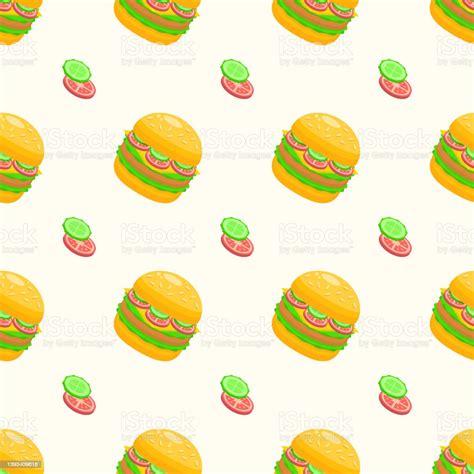 원활한 패턴 추상 요소 패스트 푸드 햄버거 치즈 버거 벡터 디자인 스타일 배경 일러스트 레이 션 텍스처 인쇄 섬유 의류 선물 랩 벽지 파스텔 0명에 대한 스톡 벡터 아트 및