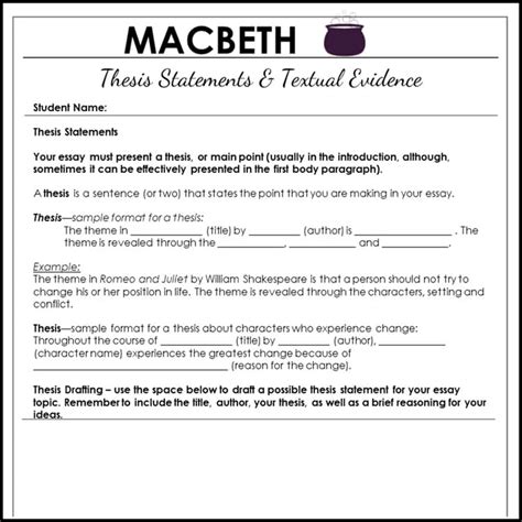 Macbeth Essay Unit For Literary Analysis Writing 1 Week Of Lessons Pdf