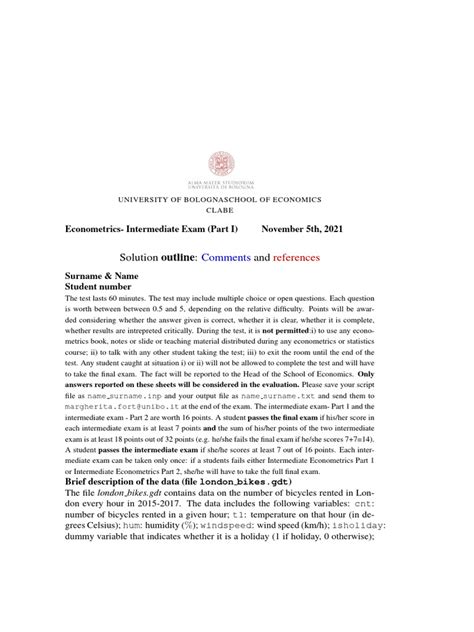 Econometrics Part1 Primo Parziale 2021 Traccia Sol Pdf Coefficient Of Determination