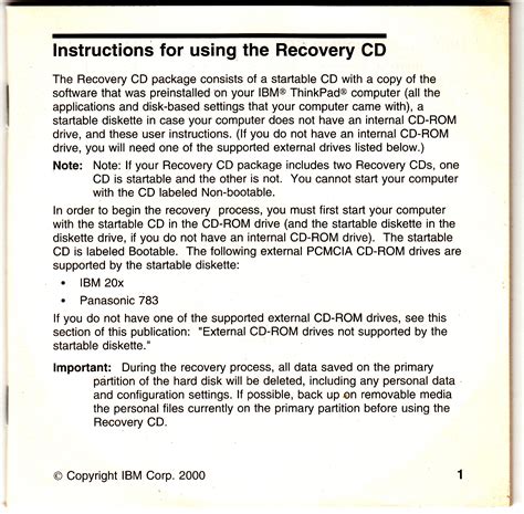 IBM ThinkPad T21 Recovery CDs Windows 2000 And Windows NT 4 0 UK English Free Download Borrow