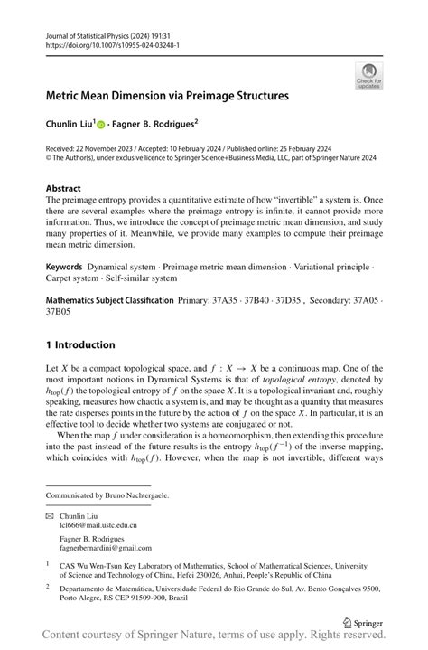 Metric Mean Dimension Via Preimage Structures Request Pdf