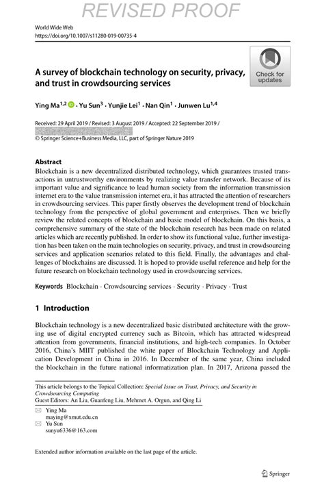pdf a survey of blockchain technology on security privacy and trust