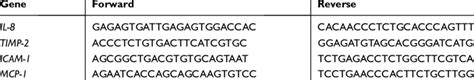 Primer Sequences Used For Real Time Quantitative Reverse Transcriptase