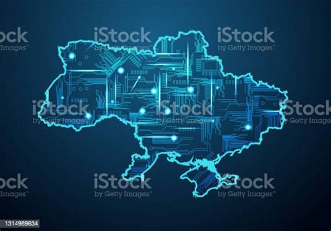 우크라이나의 추상적 미래지도 회로 기판 디자인 지역의 전기 기술 배경 맵으로 어두운 때매시 라인과 포인트 비늘 0명에 대한 스톡 벡터 아트 및 기타 이미지 Istock