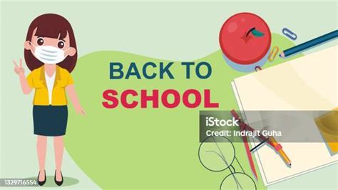 학교 또는 학교 시간 배너 템플릿으로 돌아갑니다 어린 아이들은 책을 가진 캐릭터 노트북을 가진 컴포지션 Health에 대한 스톡 벡터 아트 및 기타 이미지 Istock