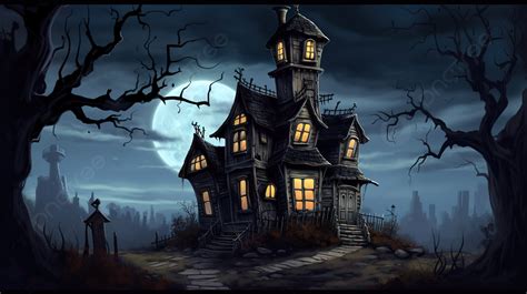 Halloween House Wallpaper Background Scary Wallpaper With Black And White Cartoon Haunted
