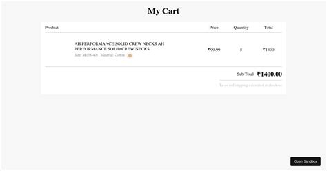 Shopify Cart Page Design Codesandbox
