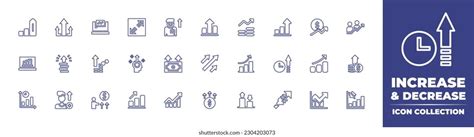 Graph Line Icon Collection Editable Stroke Stock Vector Royalty Free