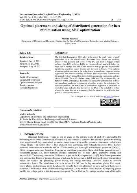 Pdf Optimal Placement And Sizing Of Distributed Generation For Loss