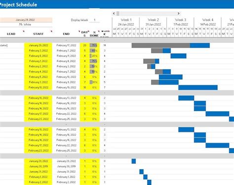 Simple Gantt Chart In Excel Etsy