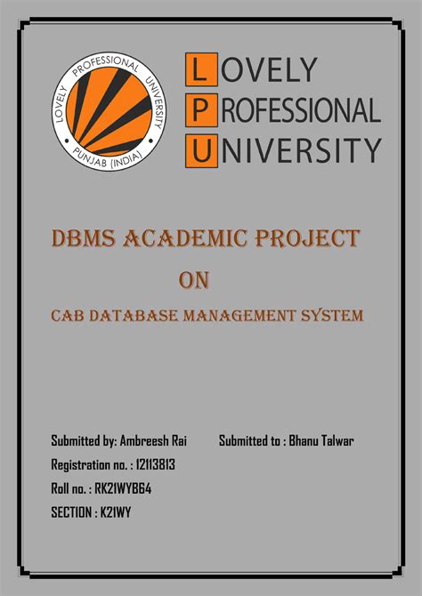 Dbms Final 2 This Is The Project On Cab Database Management System