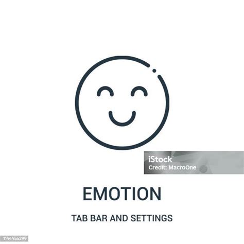 탭 모음 및 설정 컬렉션에서 감정 아이콘 벡터 얇은 선 감정 개요 아이콘 벡터 일러스트 레이 션입니다 고객에 대한 스톡 벡터