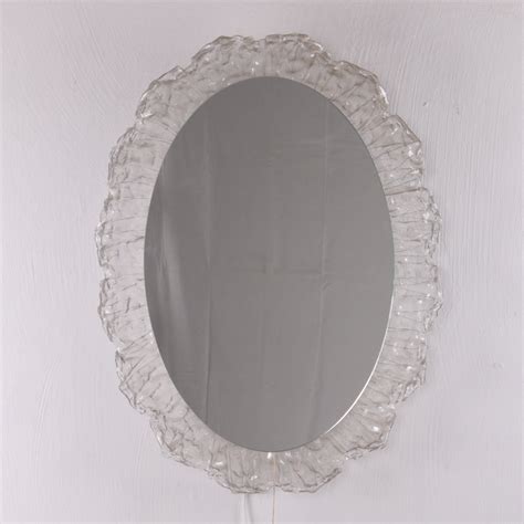 Oval Bathroom Wall Mirror With Lighting And Plexiglass Edge From