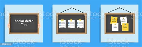 소셜 미디어 유익한 작업은 나무 칠판을 매달려 3d 만화 스타일로 배너 템플릿 디자인을 게시 할 수 있습니다 3차원 형태에 대한